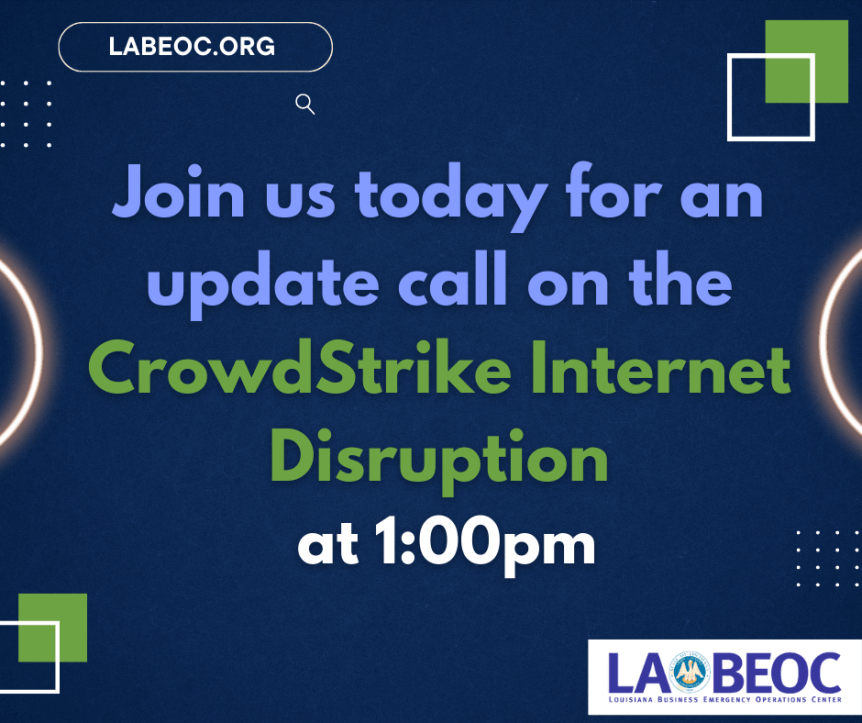 Join the CrowdStrike Internet Disruption Call Today at 1:00 pm (Zoom)